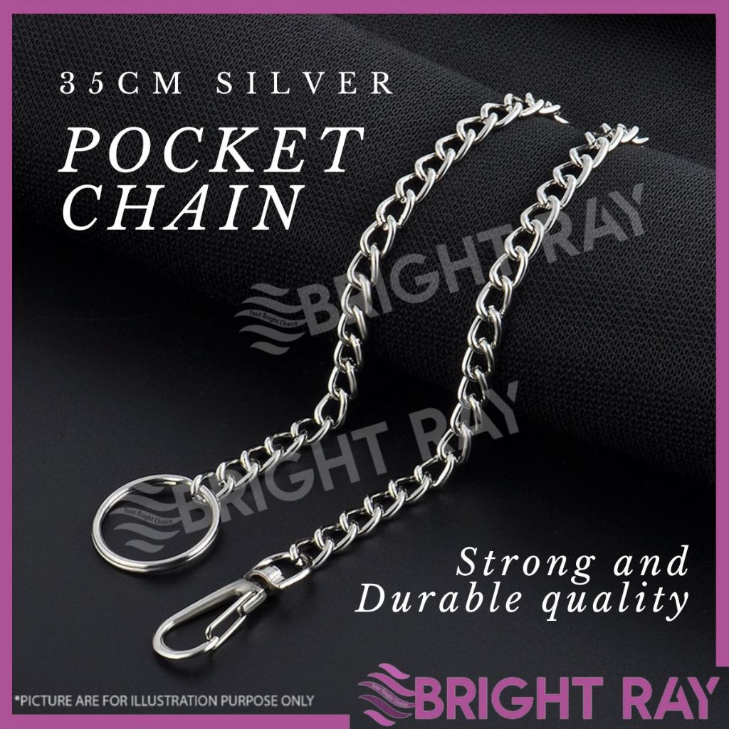 35cm Long Metal Keyring Silver Keychain Chain Hipster Pant Jean Belt ...