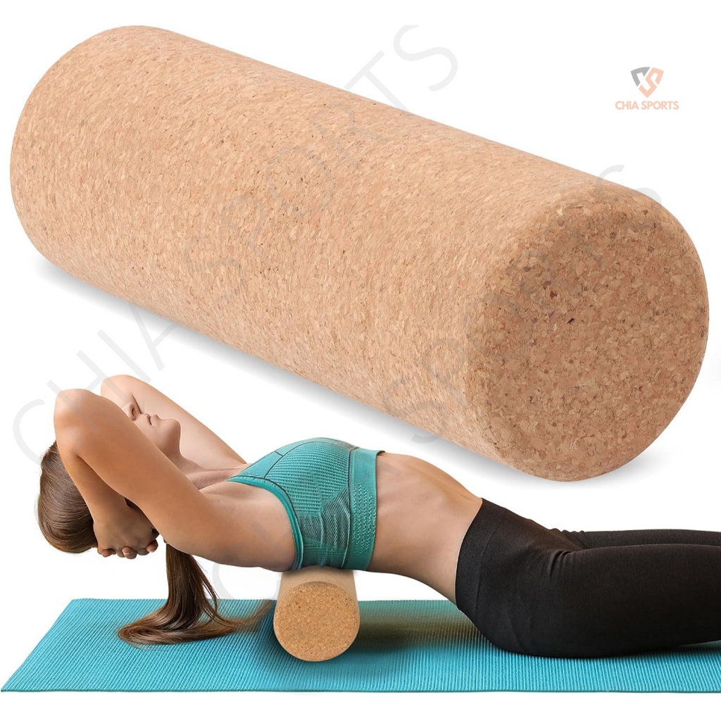 Natural Cork Yoga Roller 30cm Massage Block Stretching Wood Blocks Gym ...