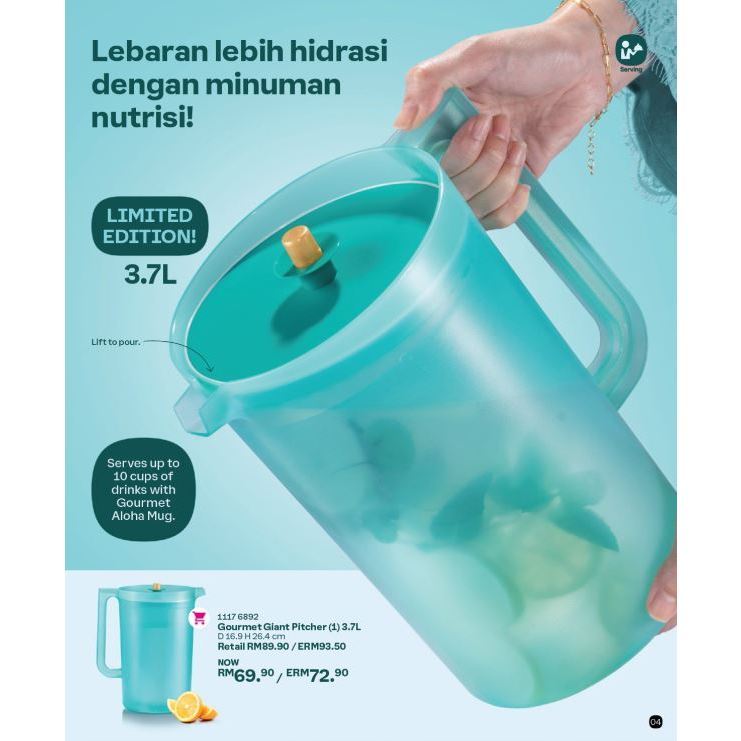 Tupperware Pitcher 4.2L/ Pitcher 3.7L/ Mugs&Seal (4) 350ml | Shopee Malaysia