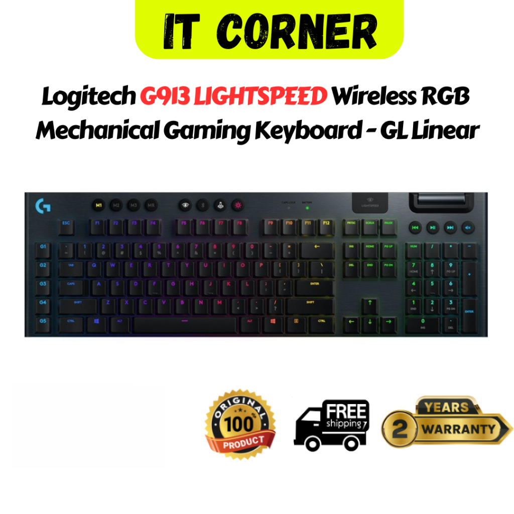 Logitech G913 LIGHTSPEED RGB Mechanical Gaming Keyboard/Low Profile GL ...