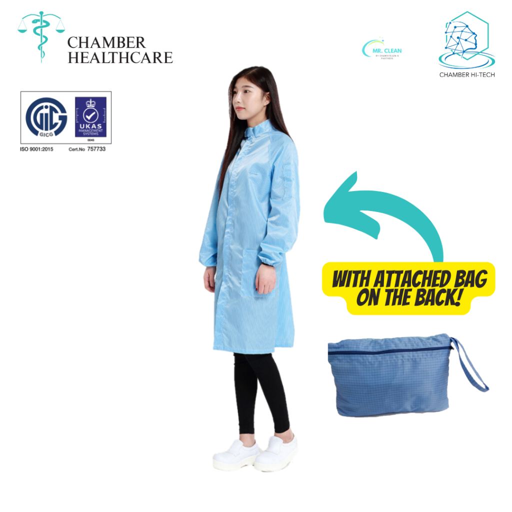 Chamber ESD Cleanroom Smock with attached Bag [Color: Light Blue ...