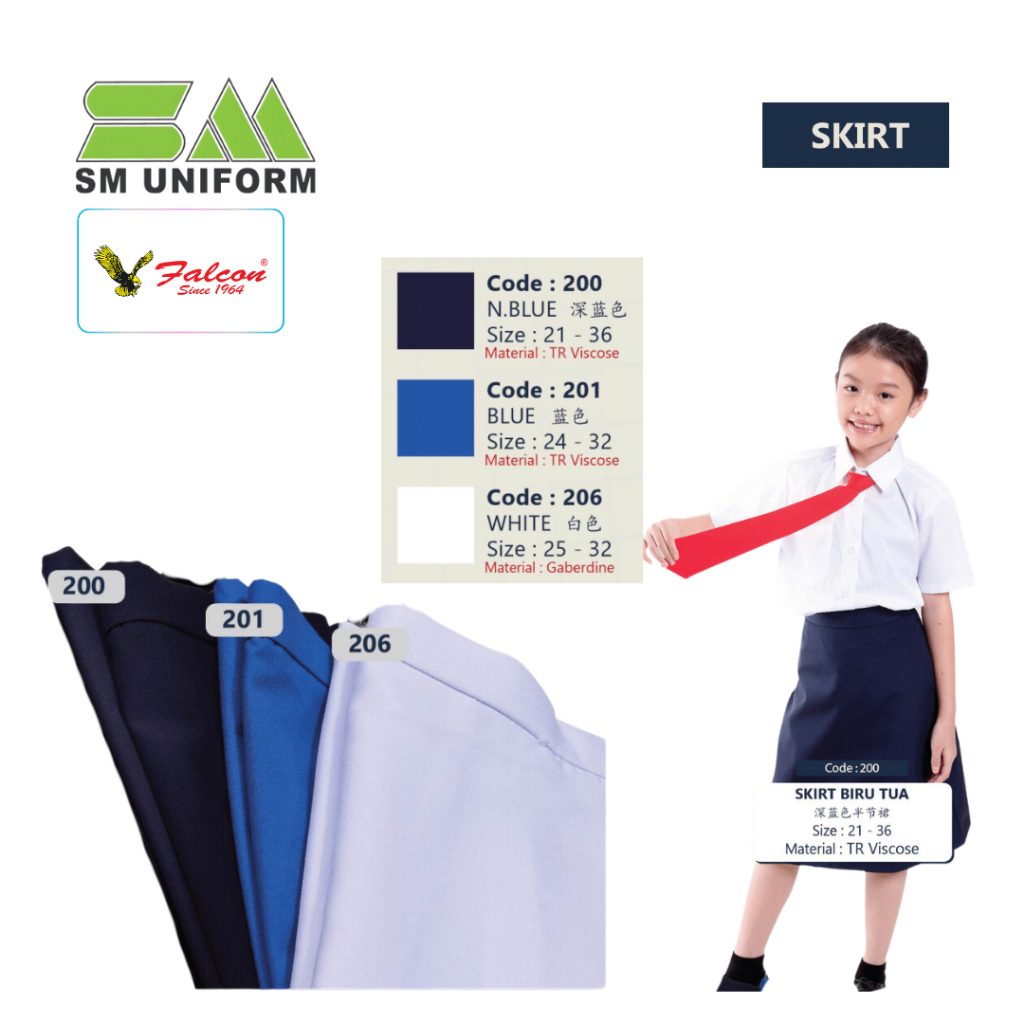 Falcon Skirt Kain Pendek Sekolah Perempuan School Uniform (Pelbagai ...