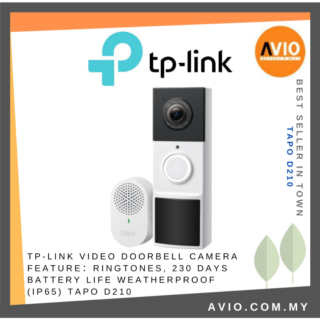 TP-LINK Tplink Weatherproof Battery Video Doorbell Intercom 3MP Camera Night View MicroSD Tapo ...