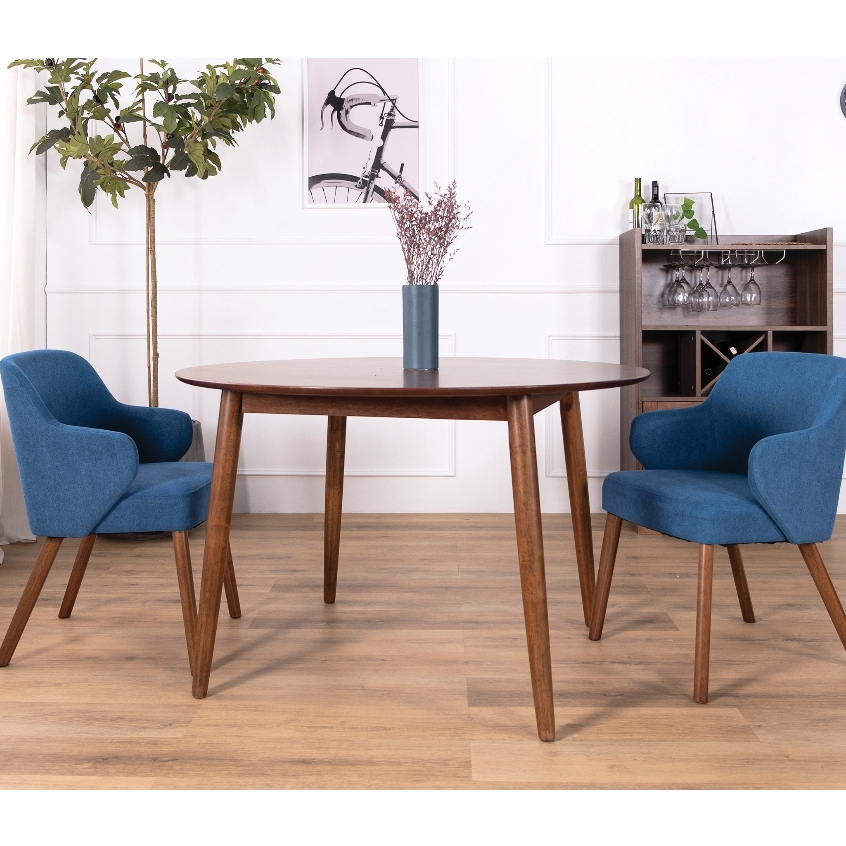 MODA Boston 1200mm Round Dining Table, 1.2m Solid Rubberwood Round ...