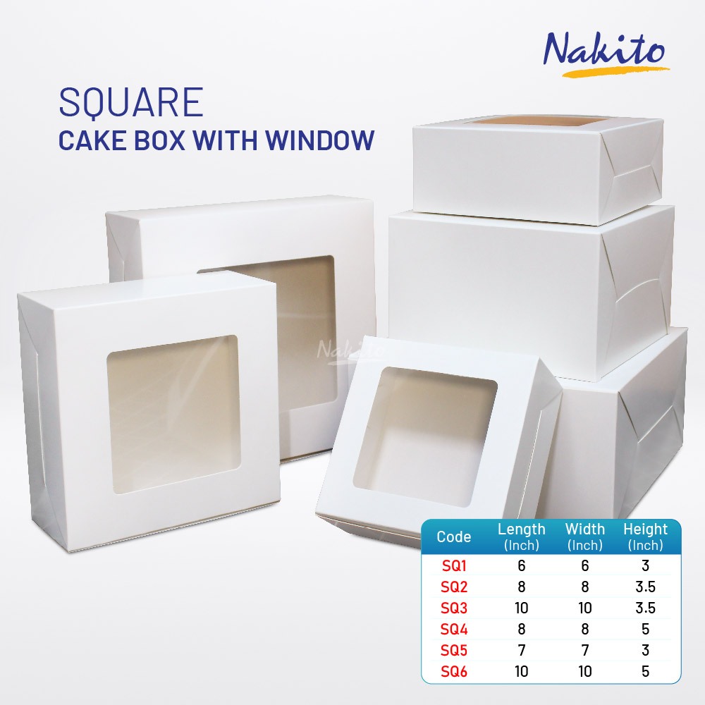 【20pcs】Top window square cake box 6"X6"X3"/8"X8"X3.5"/8"X8"X5"/10"X10 ...