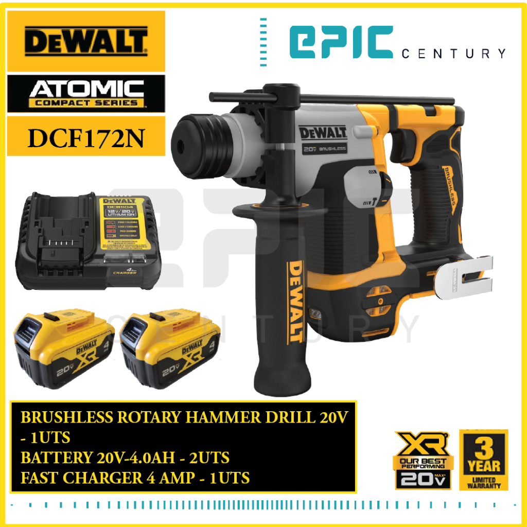 Dewalt Dch172B Atomic 20V Max (5/8”) Brushless Cordless Sds Plus Rotary ...