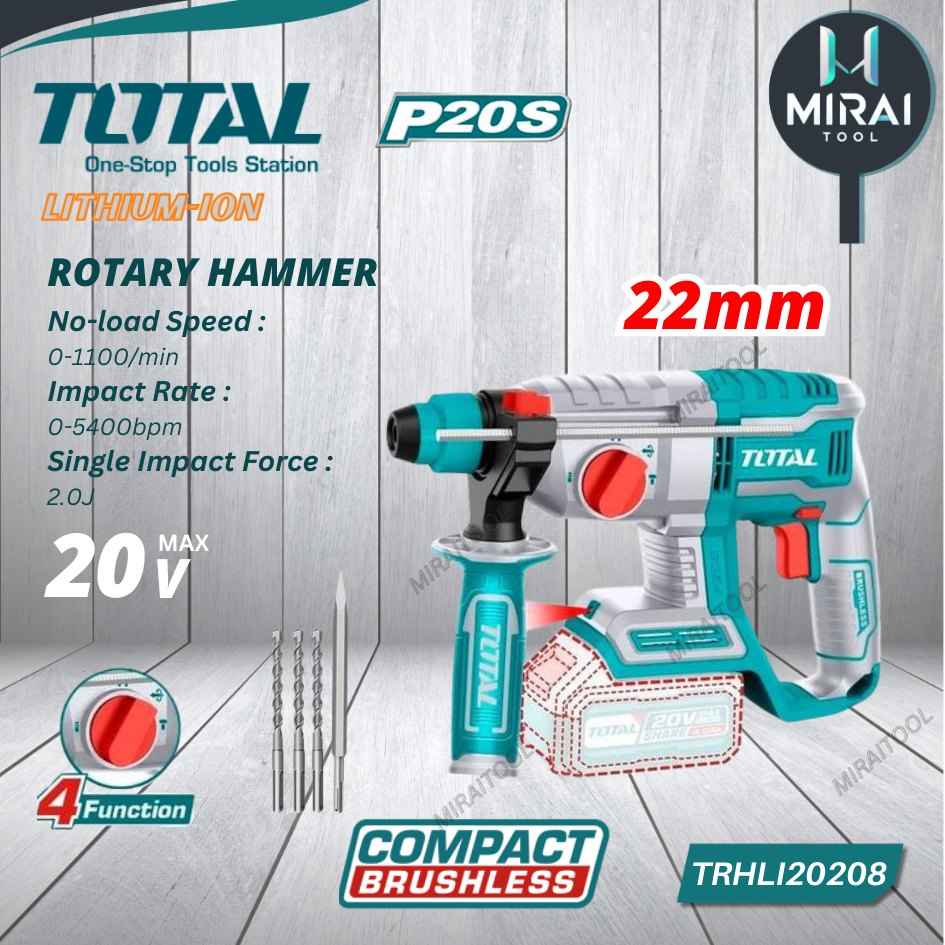 TOTAL TRHLI20208 P20S 20V Li-ion Rotary Hammer 22MM (SOLO) | Shopee ...