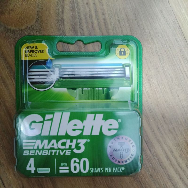 Gillette Mach3 Sensitive / Mach3 Turbo (Refill blades x 4pcs) | Shopee ...