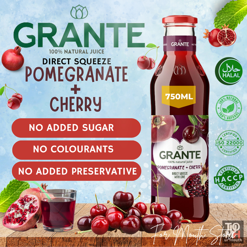 750ml 100% natural Grante Pomegrante+Cherry Juice/ Jus Delima dan ...