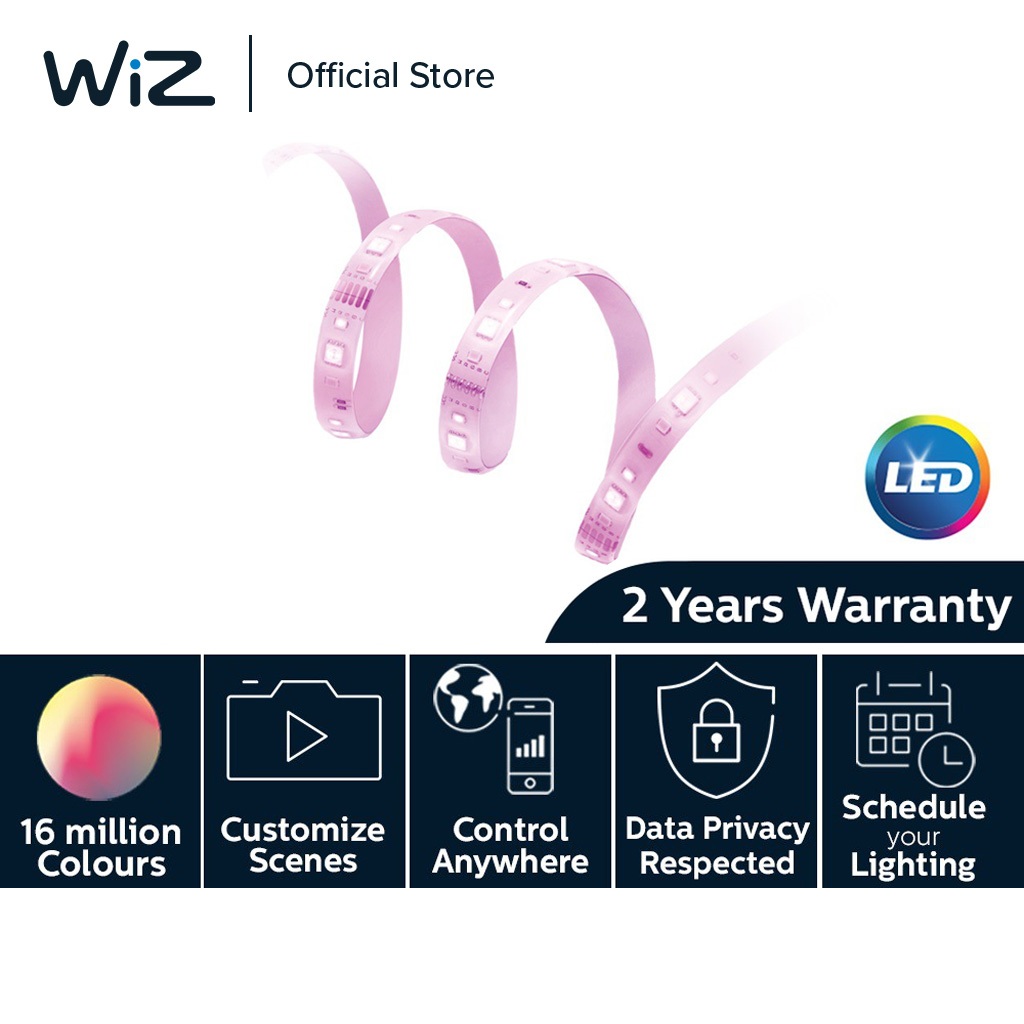 WiZ Smart Lighting LED Strip Extension - White/Coloured (1M) | Shopee ...