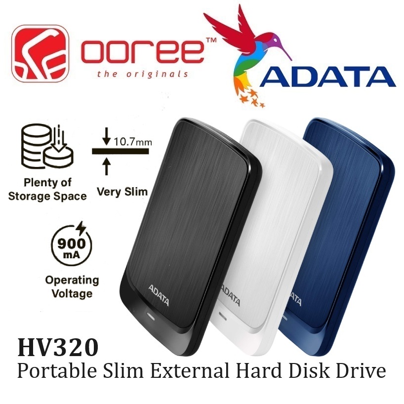 ADATA HV320 USB 3.1 2.5" PORTABLE SLIM EXTERNAL HARD DISK DRIVE HDD ...