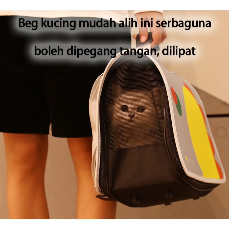 Beg kucing mudah alih ini serbaguna, boleh dipegang tangan, dilipat ...