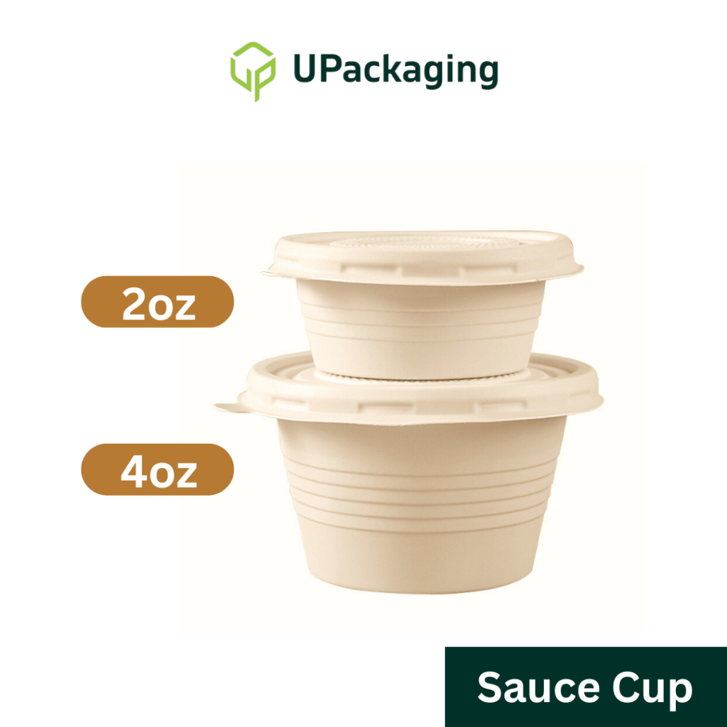 [100 Pcs] CORNSTARCH SAUCE CUP 2oz 4oz Biodegradable Sauce Container ...