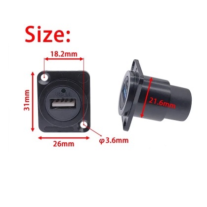 USB 2.0 / 3.0 socket light D type Metal female to female connector ...