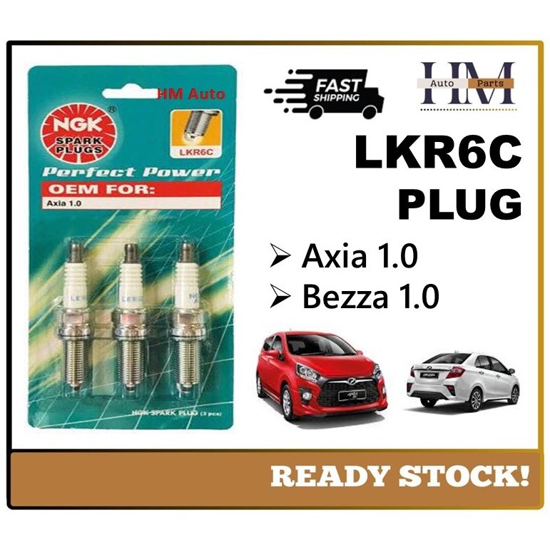 Perodua Axia Bezza 1.0 NGK Original LKR6C Spark Plug (1set=3pcs ...