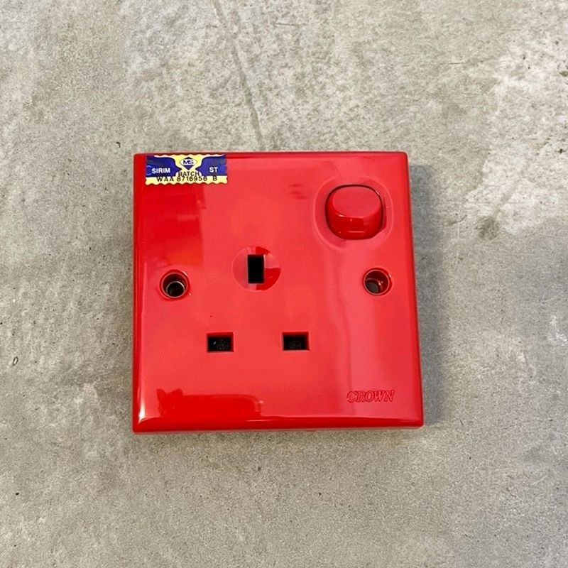 Crown 13A Switch Socket (Red) | Shopee Malaysia