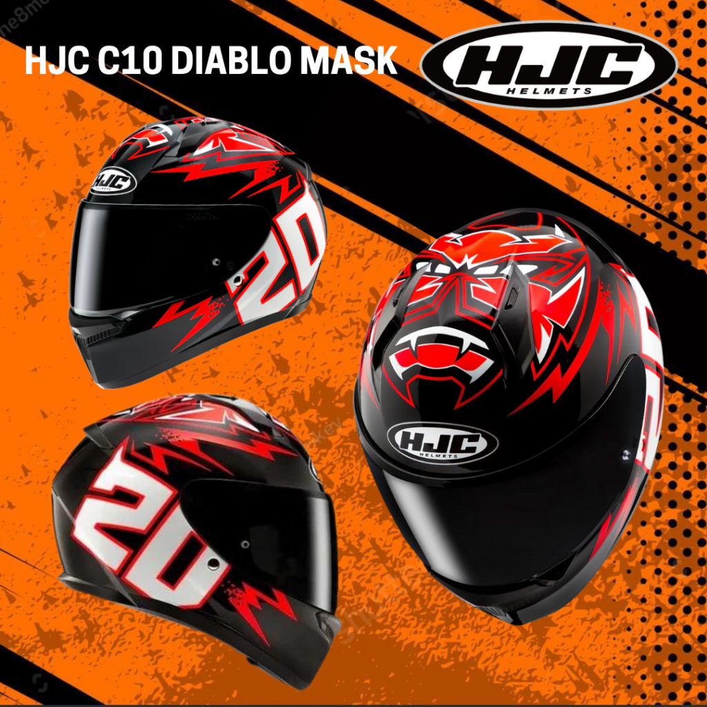 ORIGINAL HJC FULL FACE C10 FULL FACE DIABLO MASK FQ20 HJC BLACK ORANGE ...