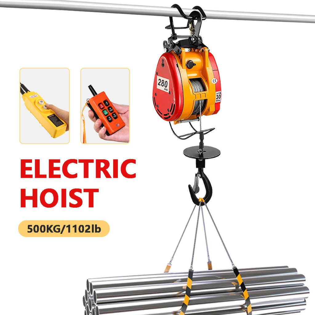 500Kg/1102lb Electric Hoist 1800W With 20M Rope Wire Small Electric ...