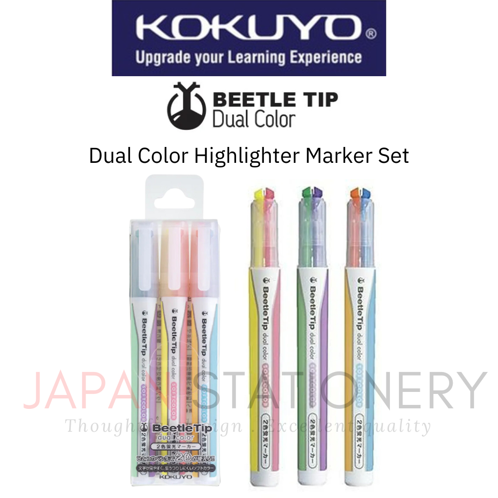 Kokuyo Beetle Tip Dual Color Highlighter Marker Set PML313 (Soft Color ...