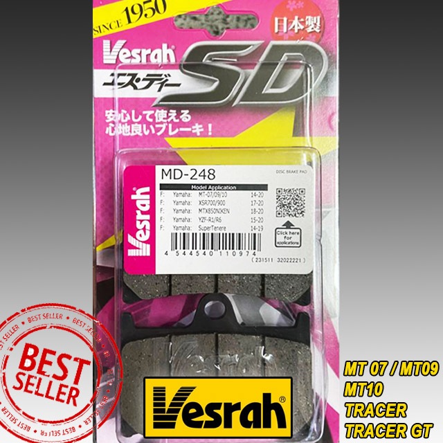 VESRAH SD Brake Pad Disc Pad YAMAHA MT MT07 MT09 MT10 TRACER GT TRACER ...