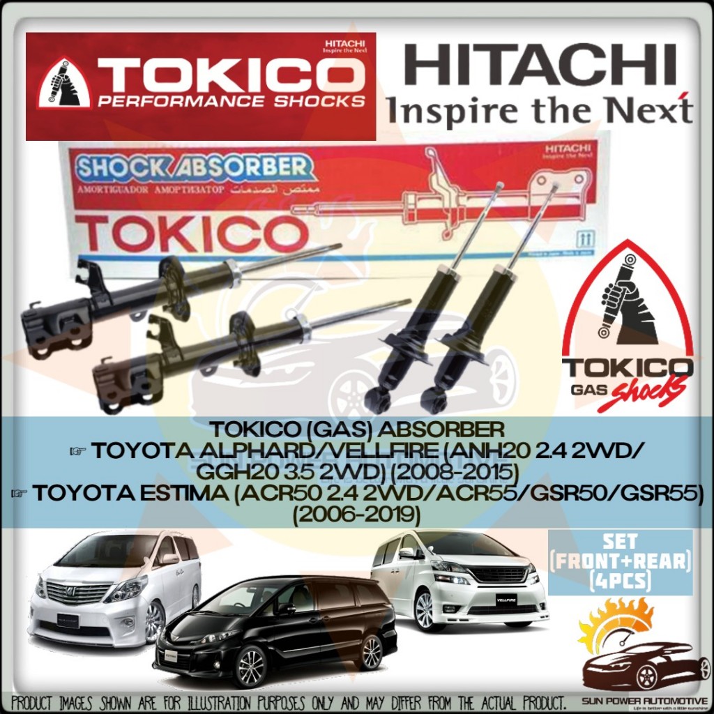 TOKICO TKC Toyota Alphard Vellfire ANH20 GGH20 / Estima ACR50 Gas Shock ...