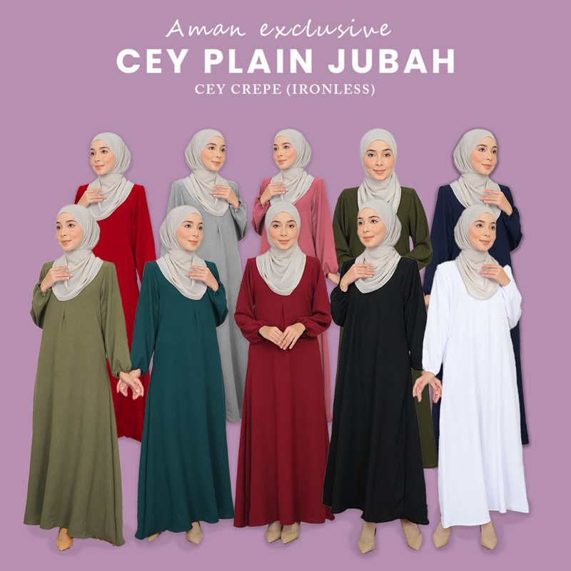 Premium Cey Plain Muslimah Jubah with side pocket new design new ...