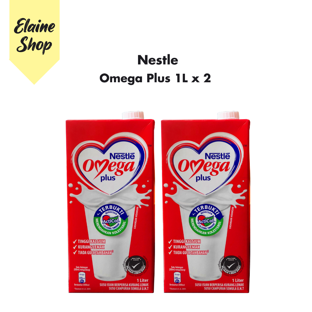 [2 Pack] Nestle Omega Plus UHT Milk 1L Susu Isian Berperisa Kurang ...