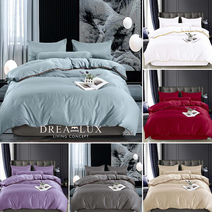 DREAMLUX 1800Tc Ice Silk Bedsheet Satin Bedsheet Super King 7in1 ...