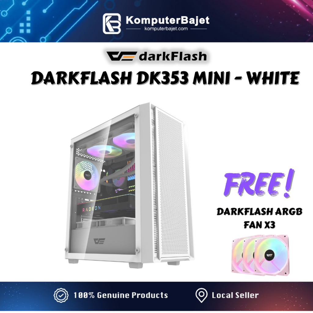 (SPECIAL OFFER) Darkflash DK353 MINI ATX White Case GAMING PC CASING ...