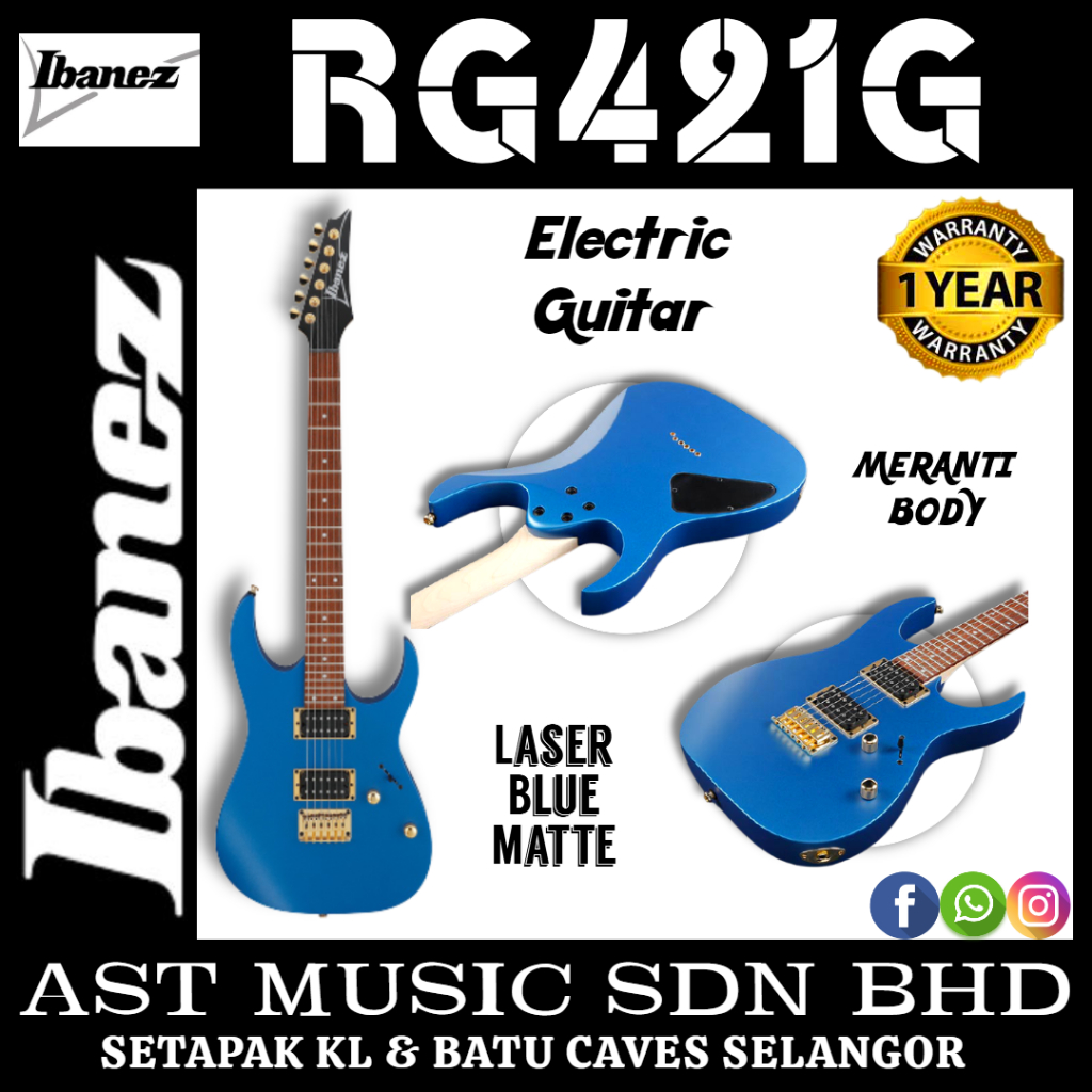 Ibanez RG421G Electric Guitar – Laser Blue Matte ( RG-421G / Rg421g ...