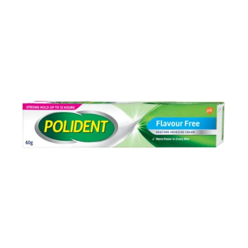 POLIDENT Denture Adhesive 12 Hour Strong Hold Flavour Free Paste 60g ...