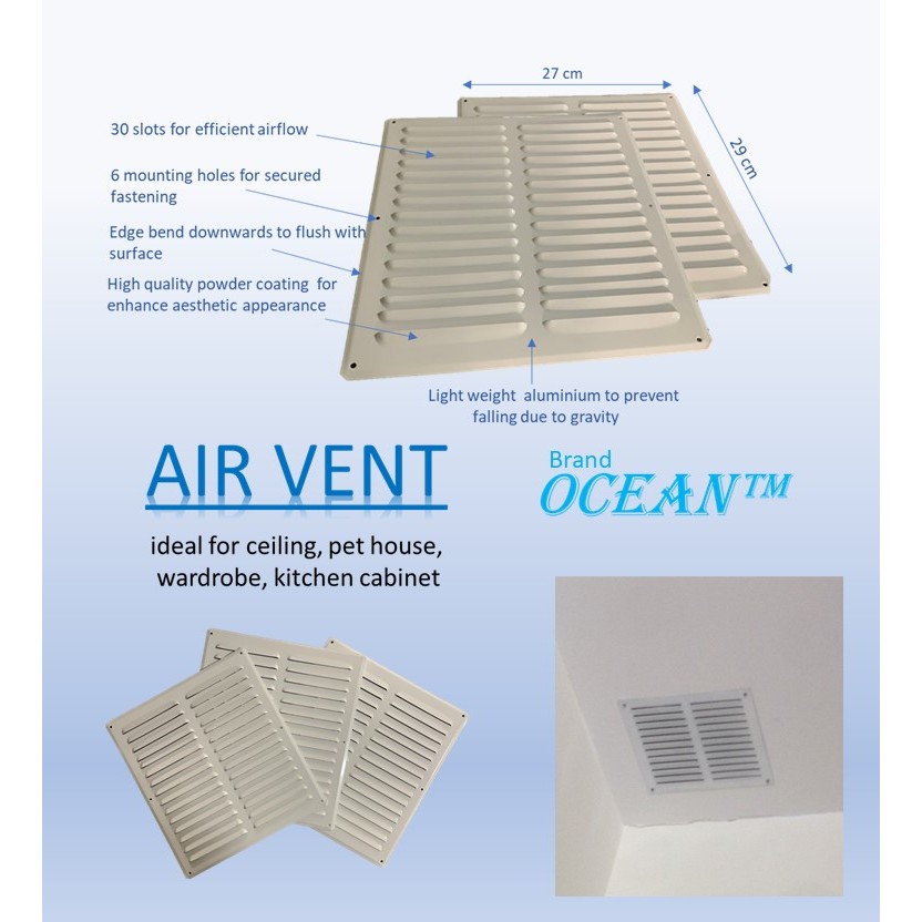Air Vents For Ceiling None Rust Light Weight Aluminium Aethetic Powder ...