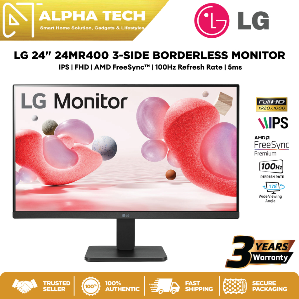 LG 24" 24MR400 3-Side Borderless Monitor | IPS | FHD | AMD FreeSync ...