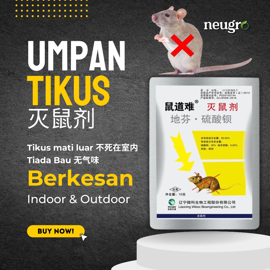 Umpan Tikus 15g Rat Bait Ratgone Rodenticide Indoor/Farm (Sama MATIKUS ...