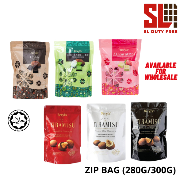 Beryl's Chocolate Zip Bag Beryl's Tiramisu Almond 280G/300G(Milk/White/Dark / Choc Strawberry ...