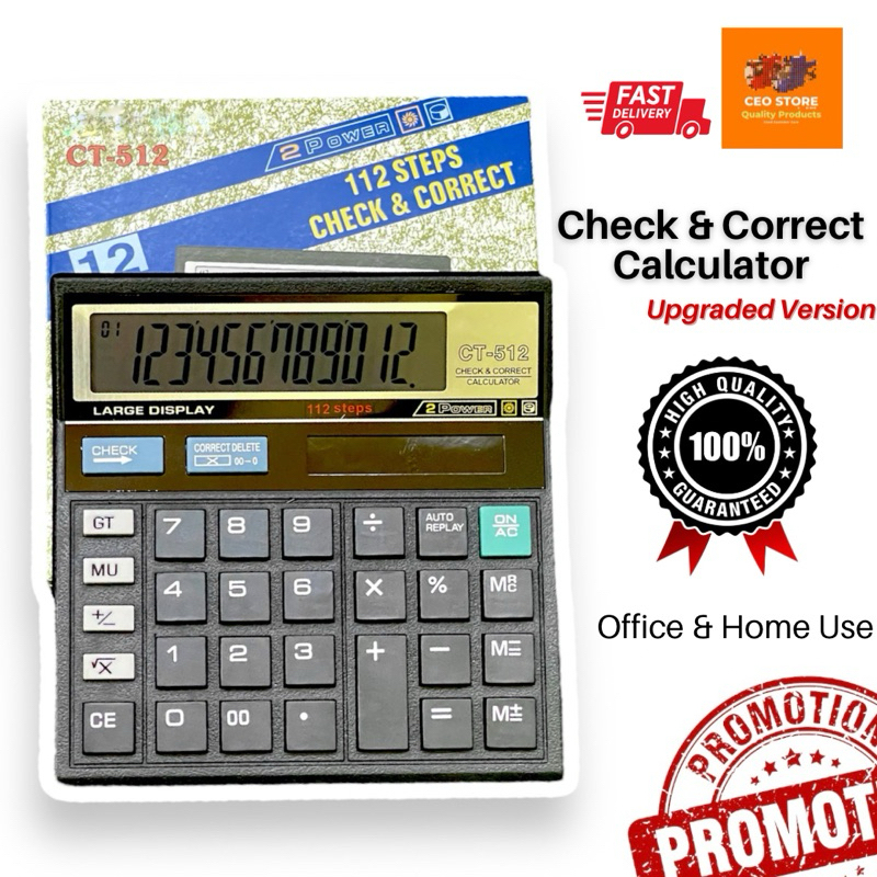 Calculator Electronic Check & Correct CT-512 Office Calculator ...