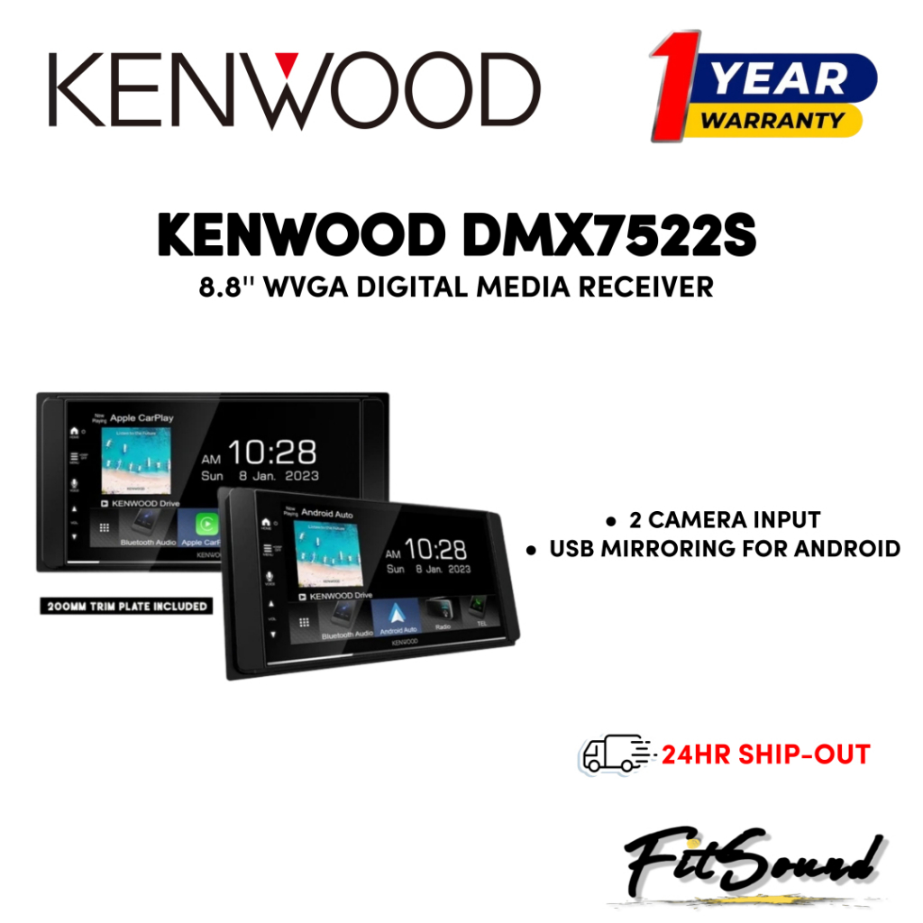KENWOOD DMX7522S WIFI WIRELESS APPLE CARPLAY & USB Android AUTO 6.8INCH AV Receiver | Shopee ...