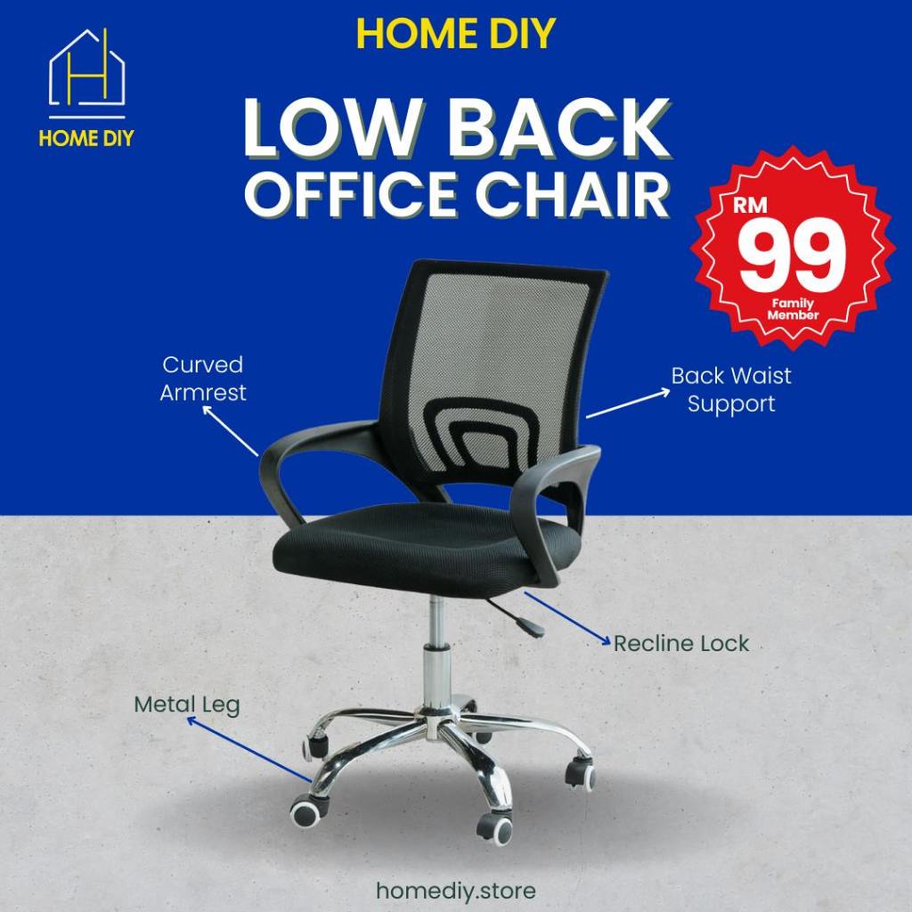 HomeDIY SABAH | Adjustable Office Chair | Low / High Back | Kerusi ...