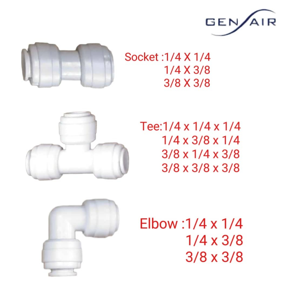 Water Filter tube connector 1/4",3/8" Gen air Water Filter Fitting ...