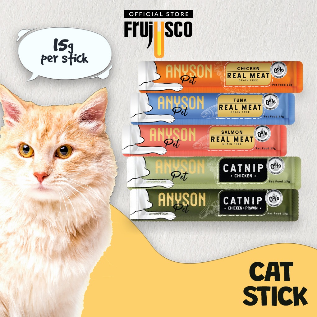 [10 Sticks] Anyson Pet Cat Snacks Treat Food 15g Tuna Salmon Chicken ...