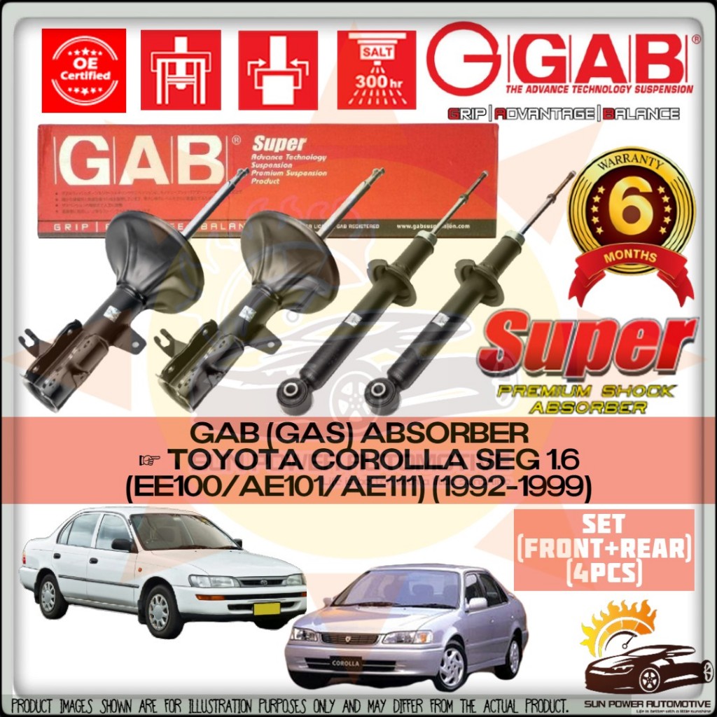 GAB SUPER PREMIUM Toyota Corolla EE100 / AE101 / AE111 Gas Shock Strut ...
