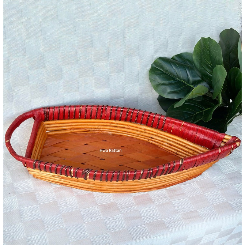 Dulang bentuk kapal sampan rotan buluh serving tray hiasan jamuan kuih ...