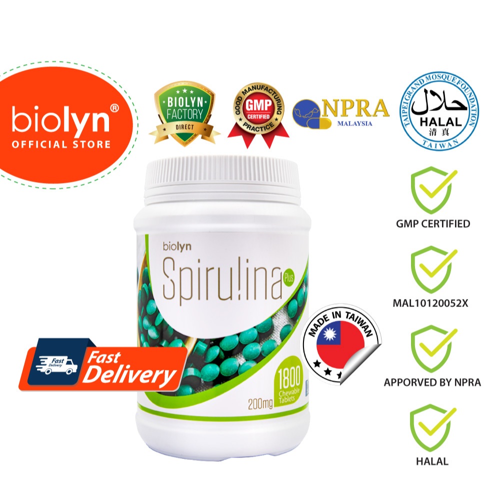 BIOLYN SPIRULINA 199.2mg CHEWABLE TABLET (1800's) | Shopee Malaysia