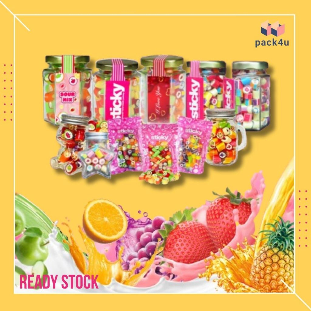 Sticky Candy 30g/40g/70g/80g/120g/170g Mix Fruits Flavours Sweet Sour Snacks Candies Halal ...