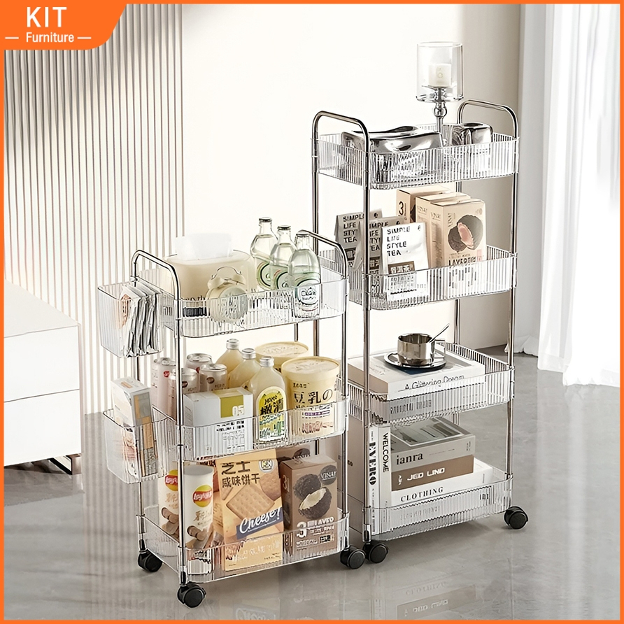 Transparent Rack standing Trolley Cosmetics Bedroom Bookshelf Living ...