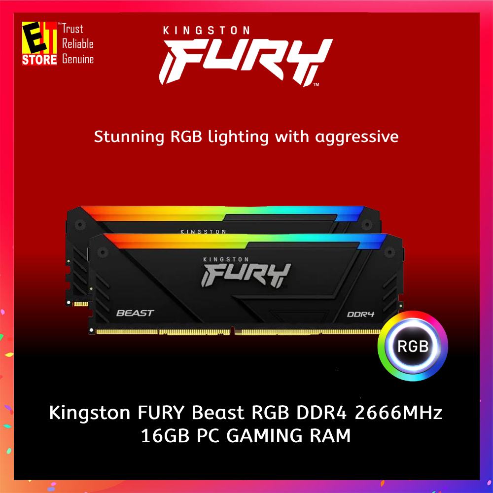 KINGSTON FURY BEAST RGB 16GB (1x16GB) DDR4 2666MHz CL16 MEMORY RGB PC GAMING RAM | Shopee Malaysia