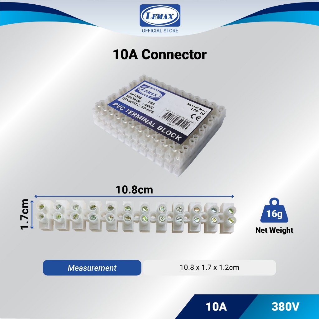 LEMAX 10A 15A 20A PVC Wire Connector Terminal Block Screw Connection ...