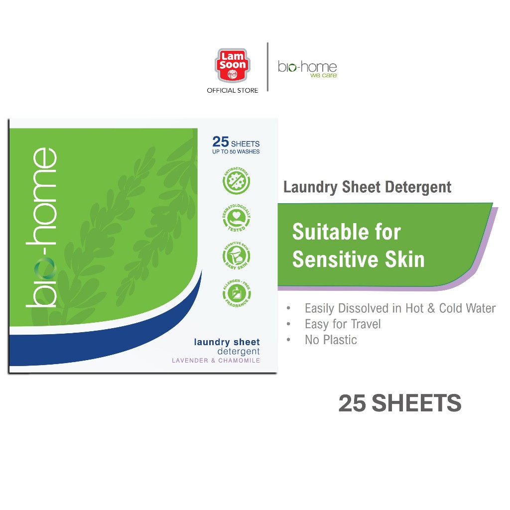 Bio-Home Laundry Sheet Detergent 25 Sheets - Lavender & Chamomile ...