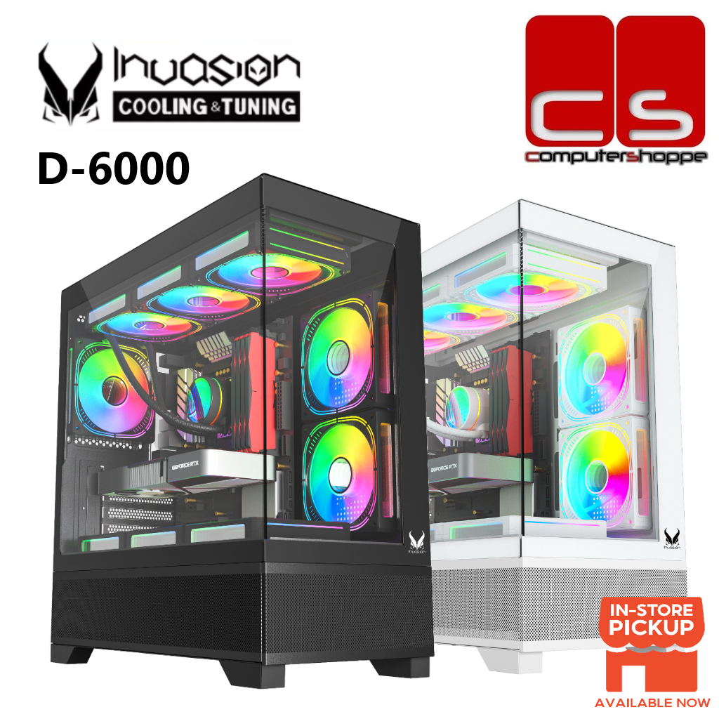 Invasion D-6000 Tempered Glass M-ATX Gaming Case - Black/White (AURORA ...