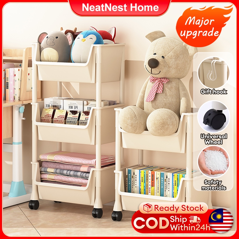 [Shopee Choice] Storage Rack With Wheels Movable Book Shelf Rack Multi ...
